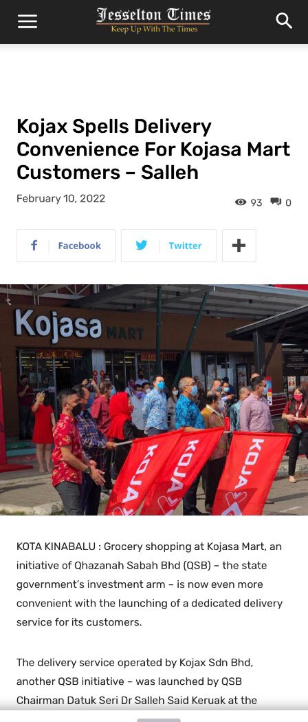 KOJAX SPELLS DELIVERY CONVENIENCE FOR KOJASA MART CUSTOMERS – SALLEH ...